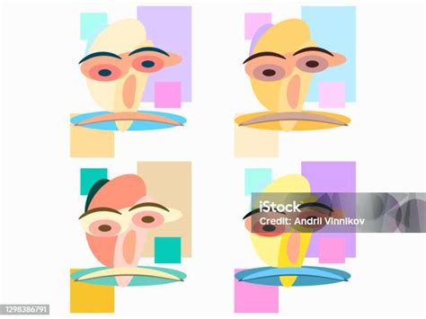 현대 초상화 입체주의와 추상주의의 스타일에서 사람의 얼굴 사람의 얼굴의 초현실적 인 초상화 벡터 일러스트레이션 0명에 대한 스톡 벡터 아트 및 기타 이미지 Istock