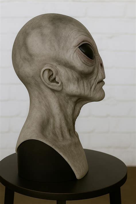 Grey Alien Mask Realistic Latex Extraterrestrial Head For Halloween