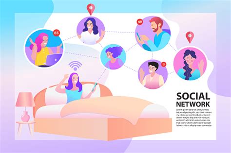 비즈니스 팀 구축 또는 글로벌 소셜 네트워크 전 세계를 연결하는 사람들 스마트 기술 플랫 벡터 일러스트레이션 Brand Name Online Messaging