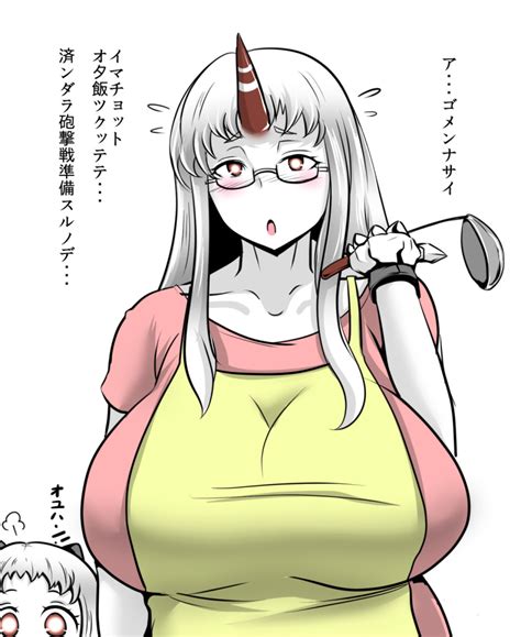 Safebooru 2girls Apron Blush Breasts Commentary Request Glowing