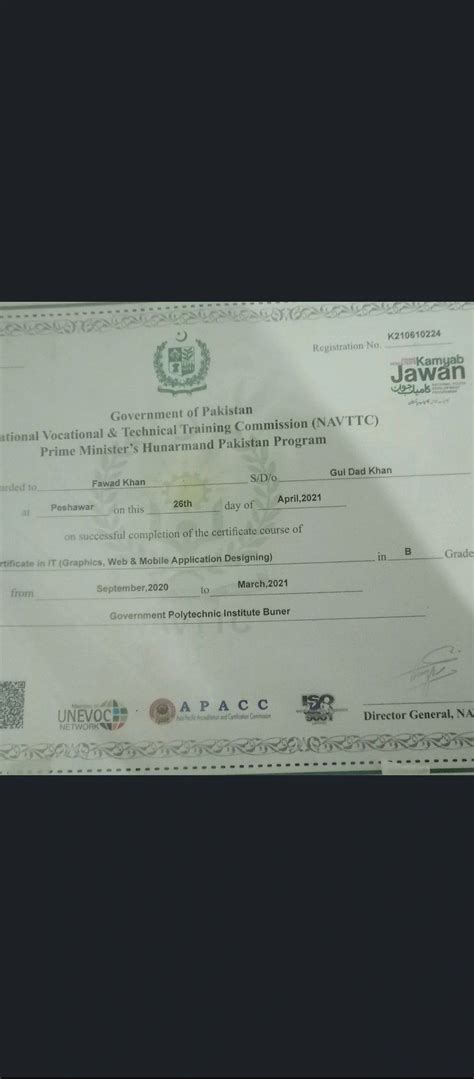 Fawad Khan On Linkedin Certificate In It Graphics Web And Mobile