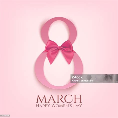 8 3 월 인사말 카드 템플릿 핑크 활 리본상에 대한 스톡 벡터 아트 및 기타 이미지 리본상 낮 디자인 Istock