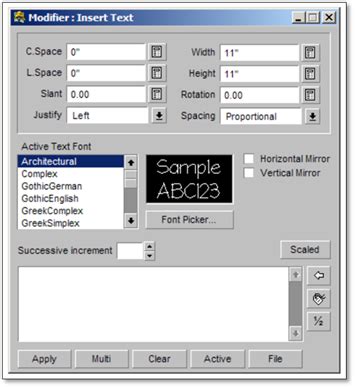 Text Modifier Panel Options