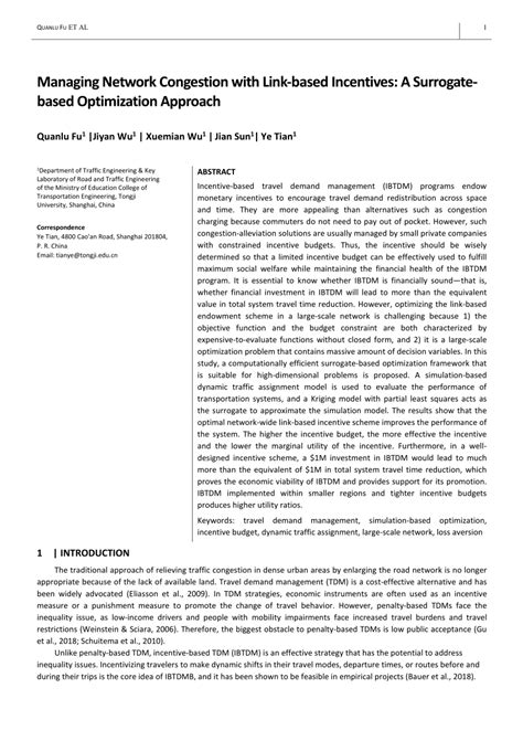 Pdf Managing Network Congestion With Link Based Incentives A Surrogate Based Optimization