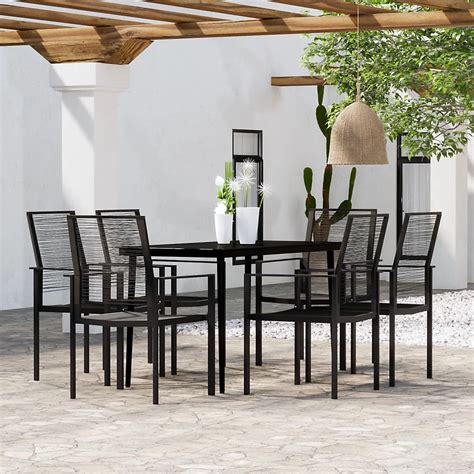 Berkfield 7 Piece Garden Dining Set Black