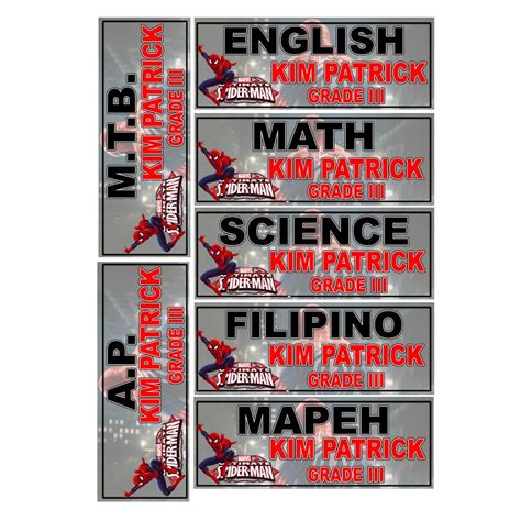 Personalized Laminated Spiderman Notebook Subject Label Sticker