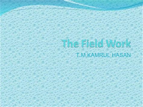 The Field Work Ppt