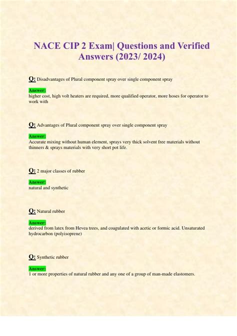 Nace Cip 2 Exam Questions And Verified Answers 2023 2024 Nace