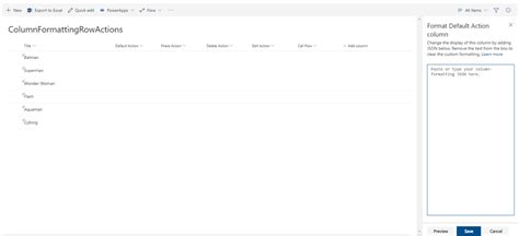 Add Custom Row Actions In Sharepoint List Items With Column Formatting