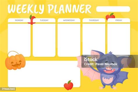 주간 플래너 와 재미있는 보라색 박쥐 캐릭터 벡터 템플릿 귀여운에 대한 스톡 벡터 아트 및 기타 이미지 귀여운 날기 낮 Istock
