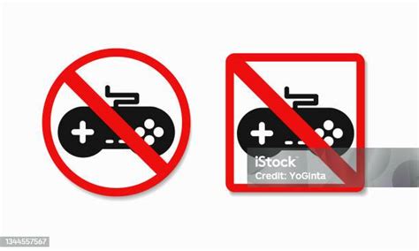 게임 기호가 없습니다 비디오 게임을 하지 마십시오 금지 된 기호 게임 패드 금지 빨간색 기호에 조이스틱 아이콘 Blocked Terms에 대한 스톡 벡터 아트 및 기타