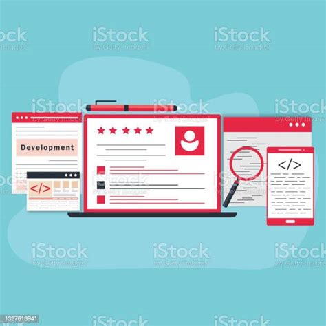 그래픽 디자인 반응형 웹 디자인 및 개발 개념 웹 디자인 개념 Brand Name Smart Phone에 대한 스톡 벡터 아트