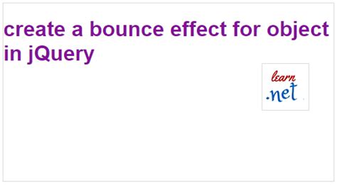 How To Create A Bounce Effect For Object In Jquery
