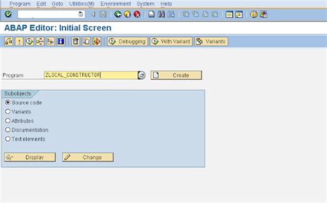 Sap Tech Local Class Creation Of Constructor