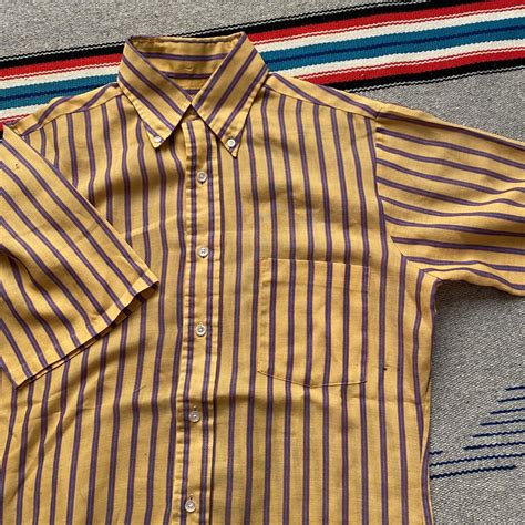 Vintage 80s Pinstriped Button Up Shirt Mens Size Depop