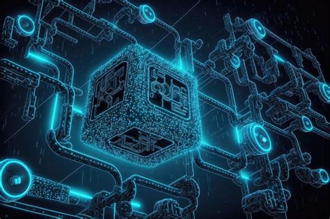 이진 코드 번호 빅 데이터 흐름 정보 사이버 기술에 대한 블록체인 하이퍼링크 기호 프리미엄 사진