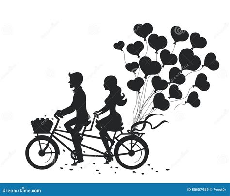 Romantic Couple Man And Woman On A Date Driving Bike Stock Vector