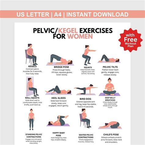 Women Kegel Exercise Chart Printable Pelvic Floor Workout Poster