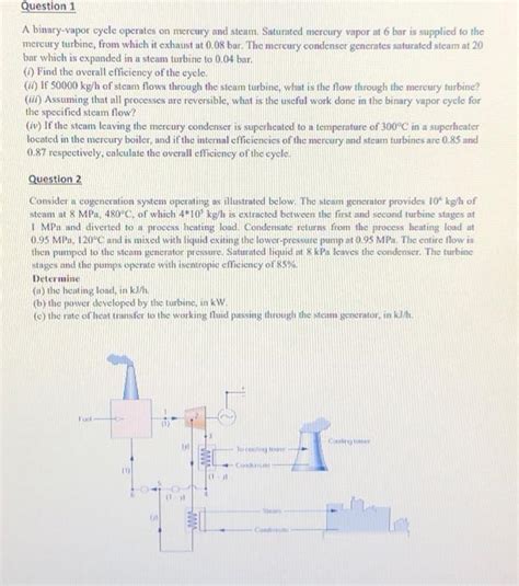 solved question 1 a binary vapor cycle operates on mercury