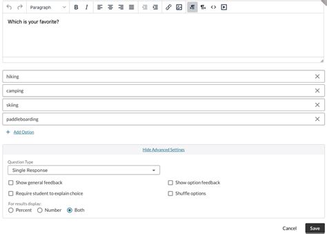 Advanced Question Settings