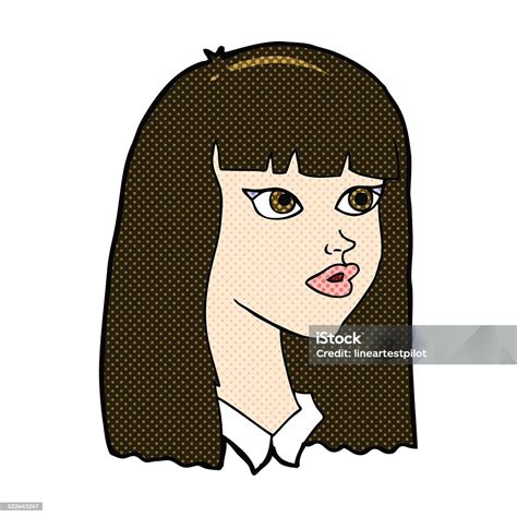 Kartun Komik Gadis Cantik Dengan Rambut Panjang Ilustrasi Stok Unduh