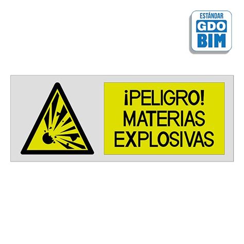 Señal O Señalización En Bim De Peligro Materias Explosivas Con Rótulo