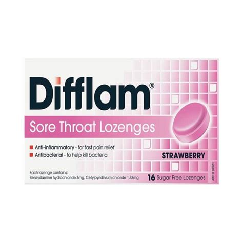 Difflam Lozenge Strawberry Sugar Free 16 Pack Chemistworks Pharmacy