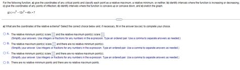 Solved For The Following Function A Give The Coordinates Chegg