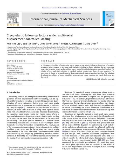pdf creep elastic follow up factors under multi axial displacement