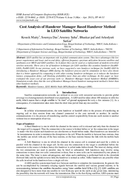 pdf cost analysis of handover manager based handover method in leo