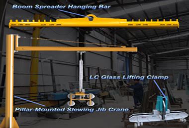 Vacuum Lifter With Jib Crane And Glass Lifting Bar And Glass Slings