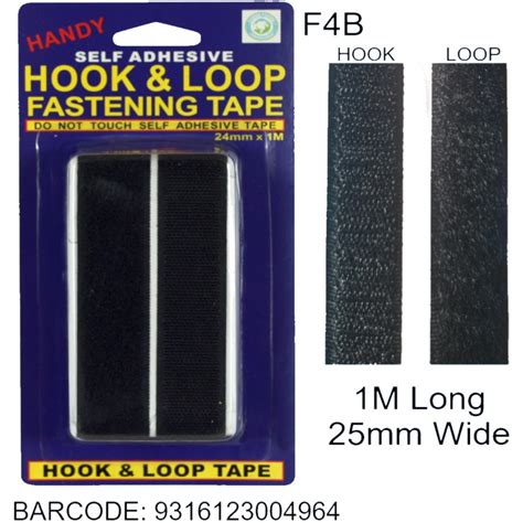 F4B Black Hook Loop Fastening Tape Handy Hardware