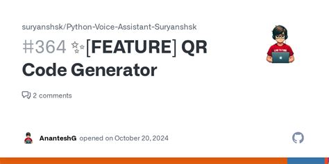 Feature Qr Code Generator · Issue 364 · Suryanshskpython Voice