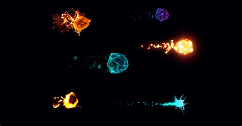 Projectile Fireball Spell Ball Particle Explosion Effects Magic VFX Projectiles 2D Textures