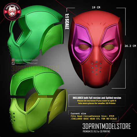 🐚 Deadpool Mask Face Shell Marvel Cosplay Helmet・ 3d File For 3d Printing・cults