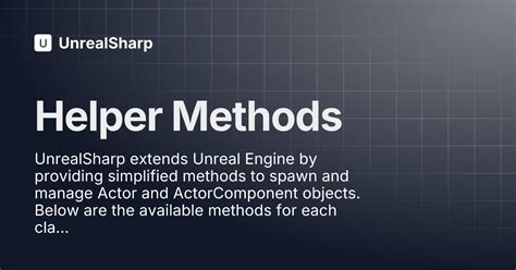Helper Methods Unrealsharp