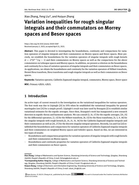 Pdf Variation Inequalities For Rough Singular Integrals And Their Commutators On Morrey Spaces