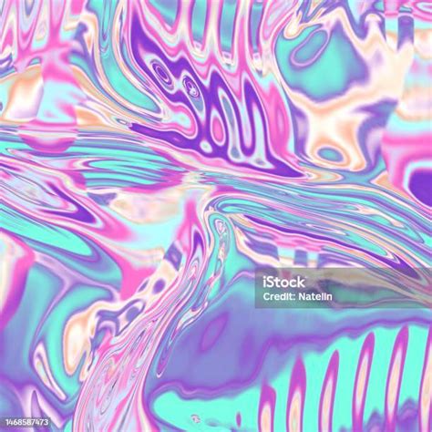 밝은 홀로그램 배경입니다 무지개 빛깔의 컬러 홀로그램 액체 홀로그램 3d 렌더링 0명에 대한 스톡 사진 및 기타 이미지 0명 3차원 형태 그라데이션 Istock