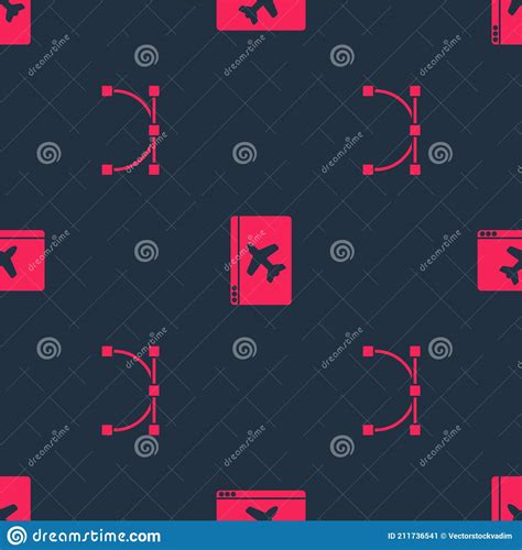 Set Bezier Curve And Website Template On Seamless Pattern Vector Stock Vector Illustration Of