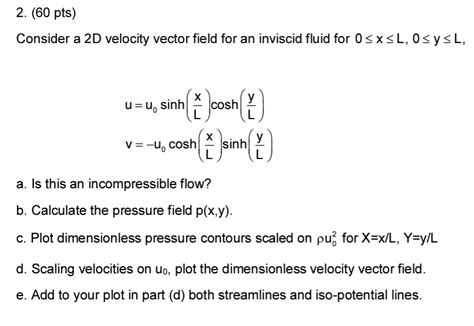 Solved Consider A D Velocity Vector Field For An Inviscid Chegg