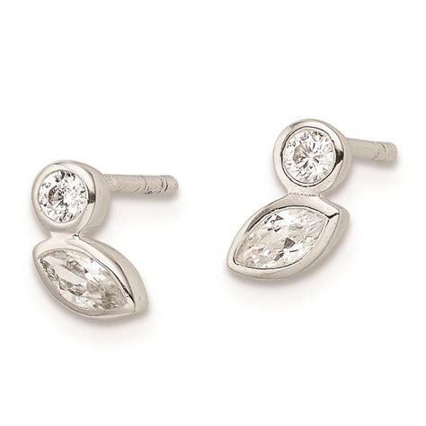 Sterling Silver Polished Cz Post Earrings Unclaimed Diamonds