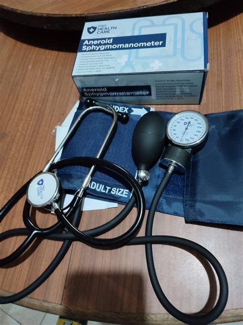 Set Sphygmomanometer And Stethoscope Health And Nutrition Assistive