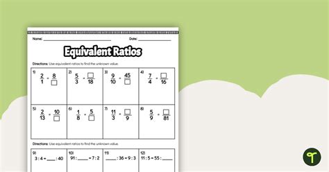 Multiplication Ratio Tables Worksheets