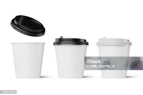흰색에 고립 된 흰색 커피 잔 세 개 3d 렌더링 일회용 컵에 대한 스톡 사진 및 기타 이미지 일회용 컵 뚜껑 흰색 Istock