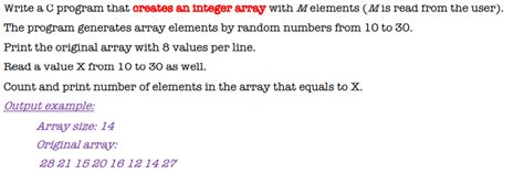 Solved Write A C Program That Creates An Integer Array With