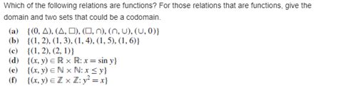 Solved Which Of The Following Relations Are Functions For Chegg Com
