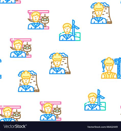 Engineer Worker Man Construction Seamless Vector Image