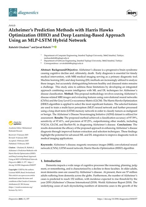 Pdf Alzheimers Prediction Methods With Harris Hawks Optimization Hho And Deep Learning