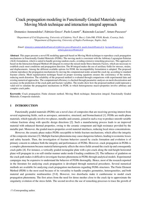 Pdf Crack Propagation Modeling In Functionally Graded Materials Using Moving Mesh Technique