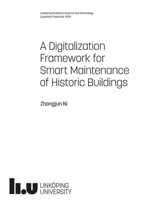 Pdf A Digitalization Framework For Smart Maintenance Of Historic Buildings